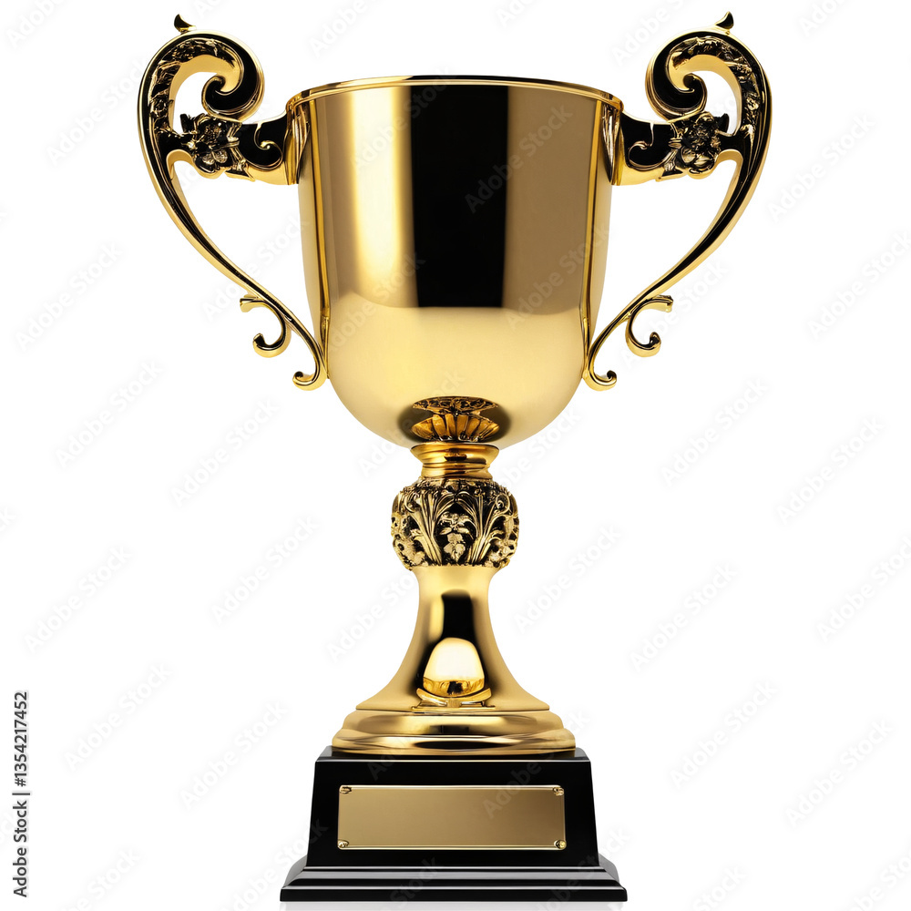 Golden Championship Trophy Cup – Ornate Design, Large Handles, Black ...