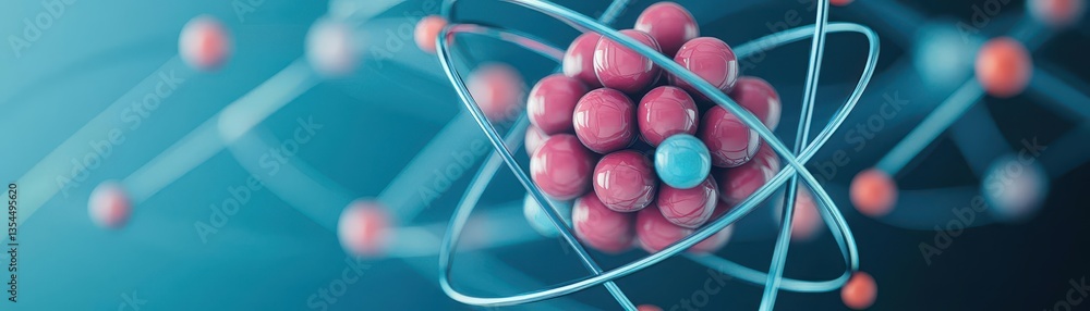 Anatomy of an atom depicted in a detailed illustration, top view ...