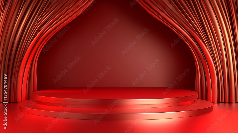 Red stage with curtains. Stock Illustration | Adobe Stock