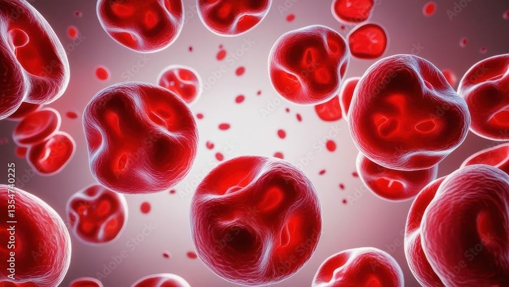 Detailed Macro View Of Human Blood Cells, Highlighting Red And White ...