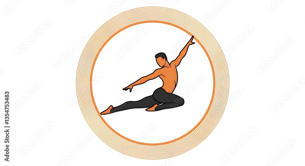 Graceful Male Dancer in a Dynamic Pose within a Circular Frame Stock ...