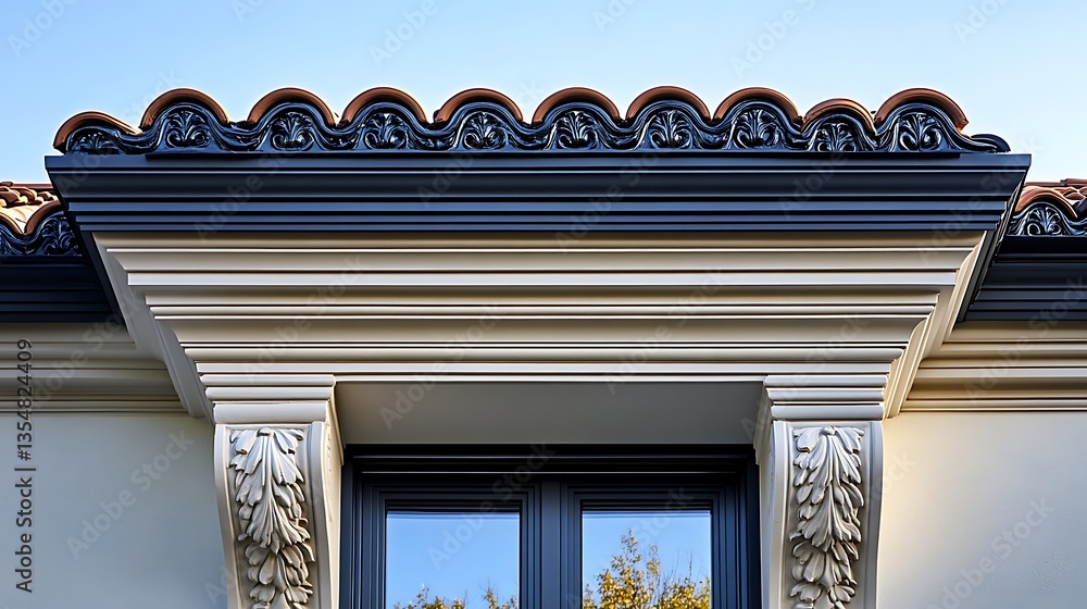 Sophisticated design of ornamental ridges presenting detailed linear ...