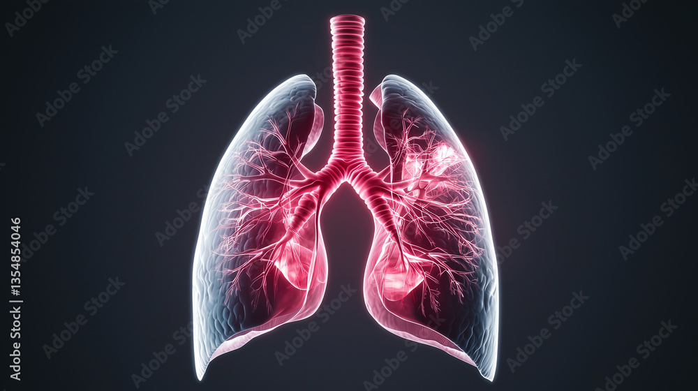 Respiratory Illness â Lungs with highlighted arteries and veins ...