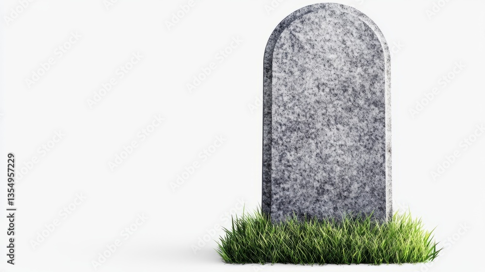 Tall grey headstone with smooth rounded edges, polished surface on a ...
