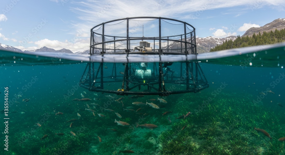 Underwater Salmon Farm in Natural Lake Environment - Sustainable ...