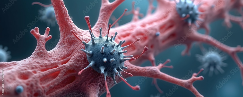 Detailed illustration shows MS pathophysiology immune cell attack on ...