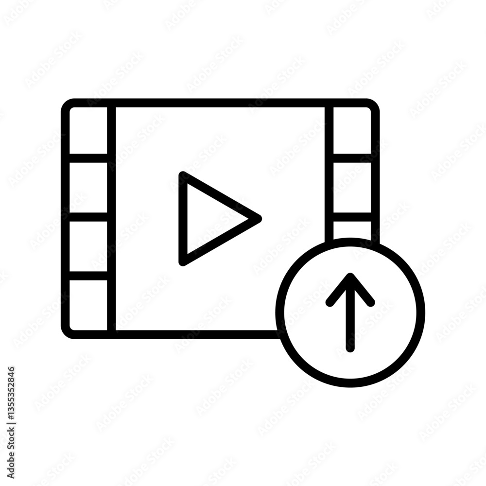 Upload video icon set in black and white. Download signs vector ...
