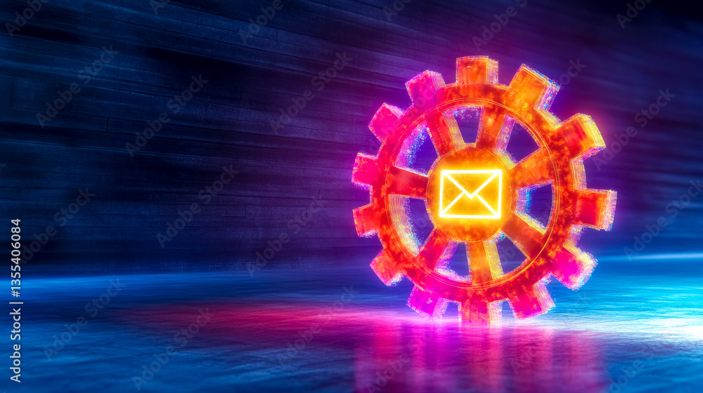 Glowing algorithm wheel spinning out fake news and misinformation with ...