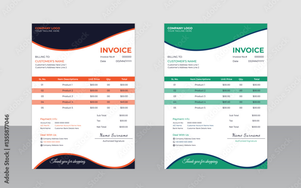 Business invoice template with modern design, smooth billing, and ...
