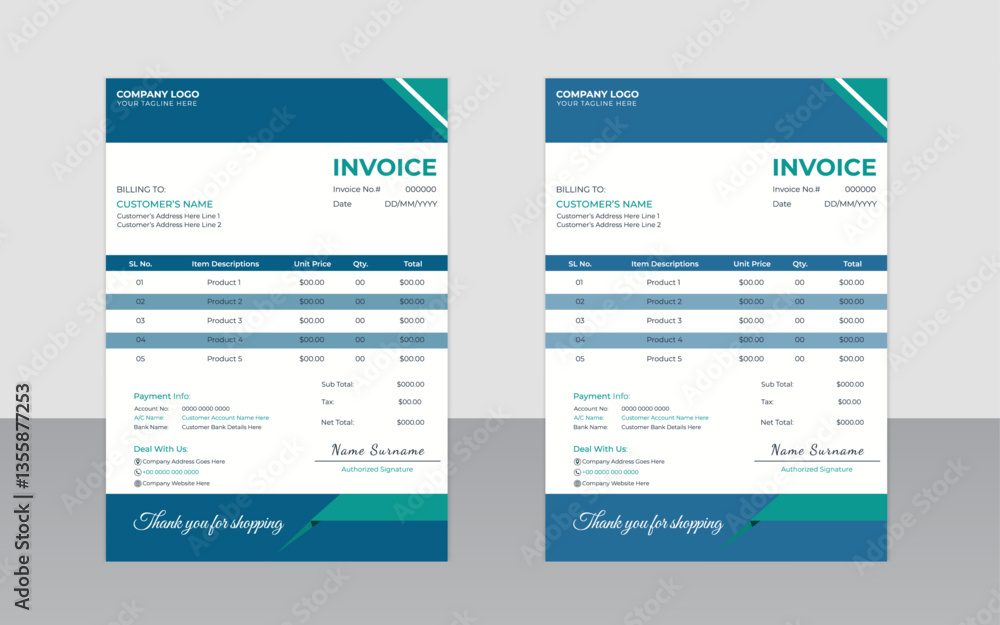 Minimal invoice layout for corporate billing and business payment ...