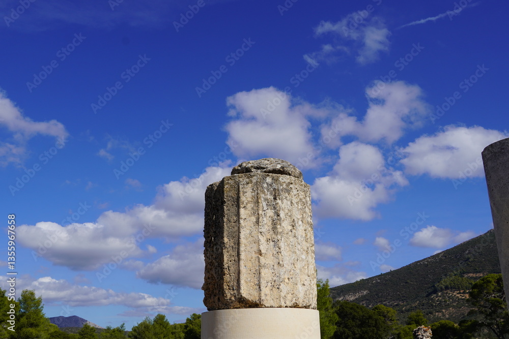 Part of a column of the Avaton building, where patients were healed by ...
