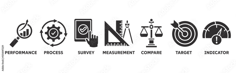 Benchmarking icon vector illustration icon set of performance, process ...