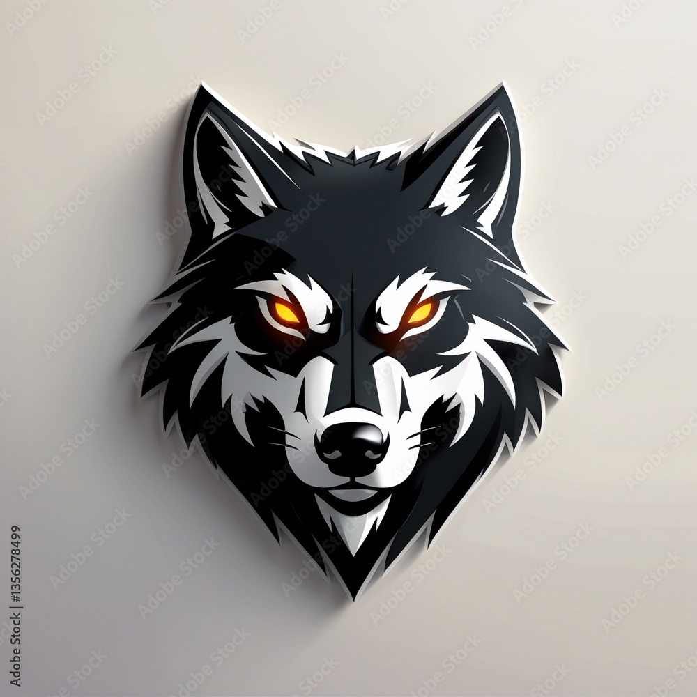 AI Generative. Minimal wolf head logo with elegant expression. The ...