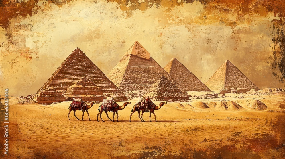 Ancient Wonders: Majestic pyramids stand tall against the sun, as a ...