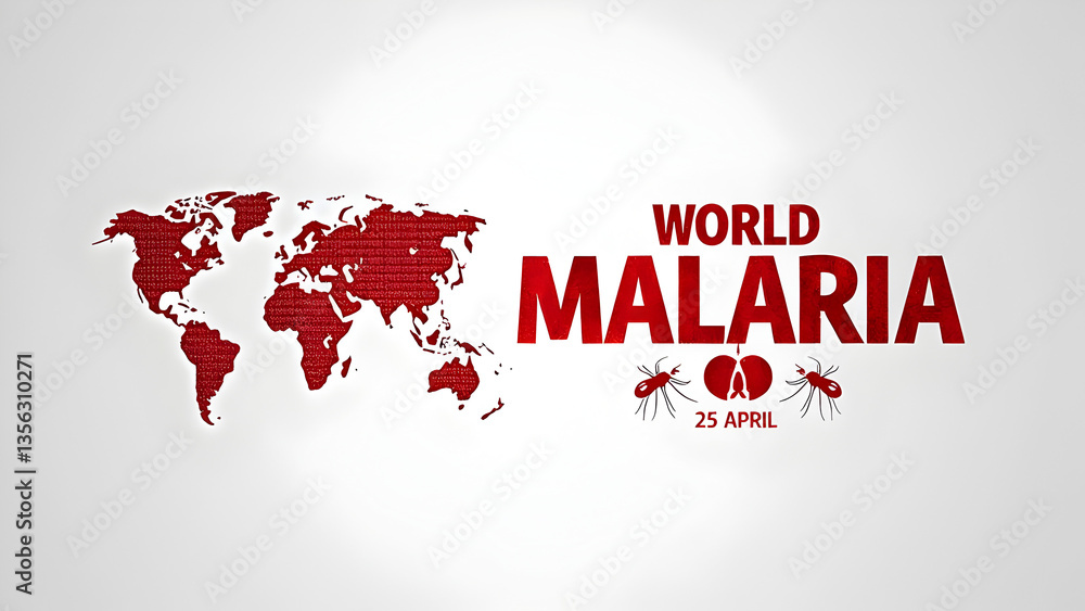 World Malaria Day Global Awareness Concept – Red World Map Highlighting ...