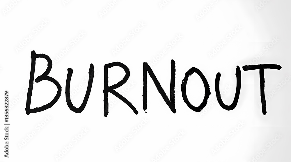 Burnout Word Art: A handwritten, stark "Burnout" serves as a direct ...