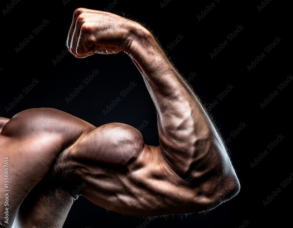 Close up del biceps y el hombro de un brazo de hombre deportista ...