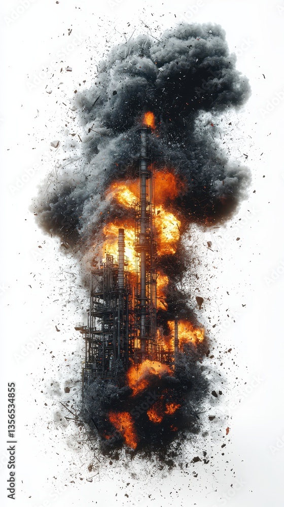 Explode eruption intensity concept. A dramatic explosion of flames and ...