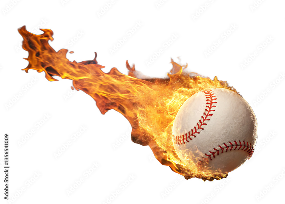 baseball with fire isolated on white background PNG. GENERATIVE AI ...