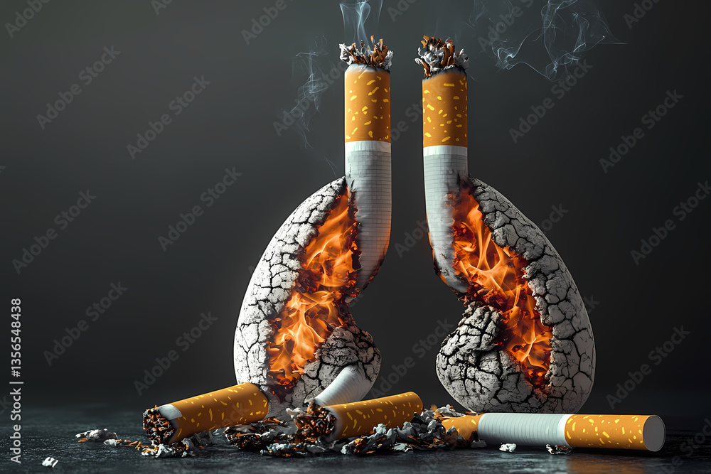 Smoking's Grim Portrait: a conceptual representation of the lungs being ...