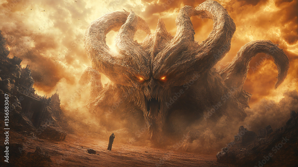 Revelation's Apocalyptic Beast: Depiction of the Seven-Headed, Ten ...