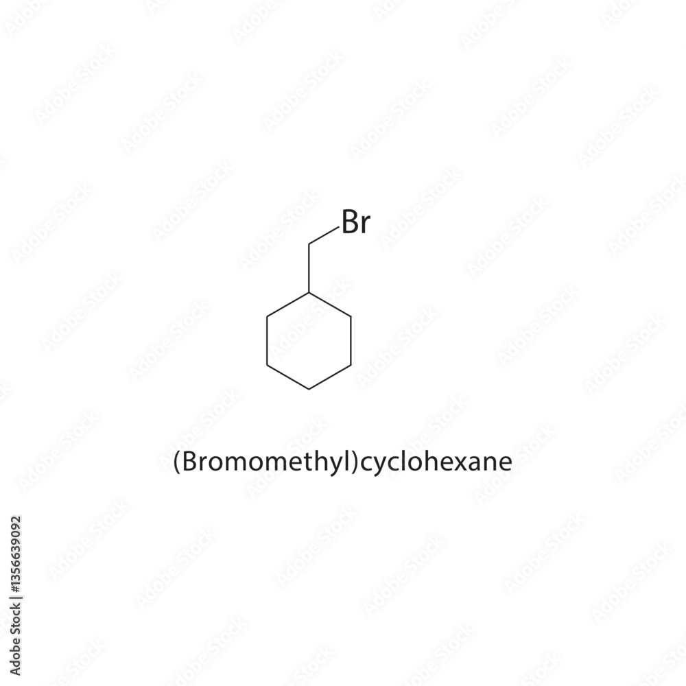 (Bromomethyl)cyclohexane skeletal structure. Cycloalkyl bromide ...