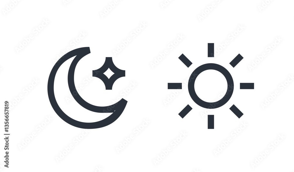 Day and Night Mode Icon. Sun and Moon Symbol for Light and Dark Mode ...