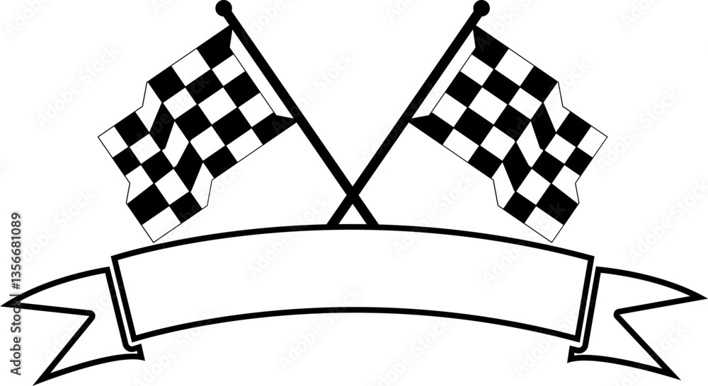 checkered racing flag NASCAR car racing sports finish line flag with ribbon for custom text svg ...