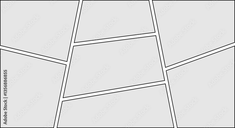 Comic Book Panel Layout with Multiple Frames and Dynamic Angles Stock ...