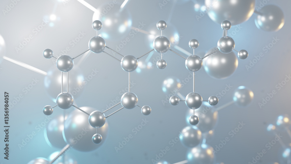 amphetamine molecular structure, 3d model molecule, cns stimulant structural chemical formula ...