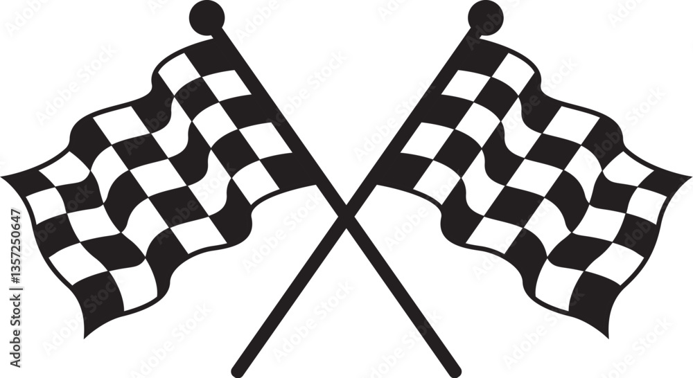 เวกเตอร์ Stock double crossed checkered racing flag NASCAR racing flag sports finish line flag ...