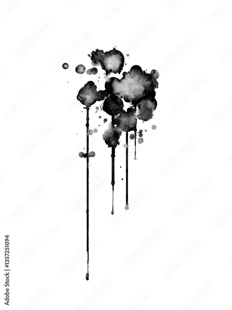 Realistic Watercolor Ink Drips, Flowing Liquid Splash, Long Dripping ...