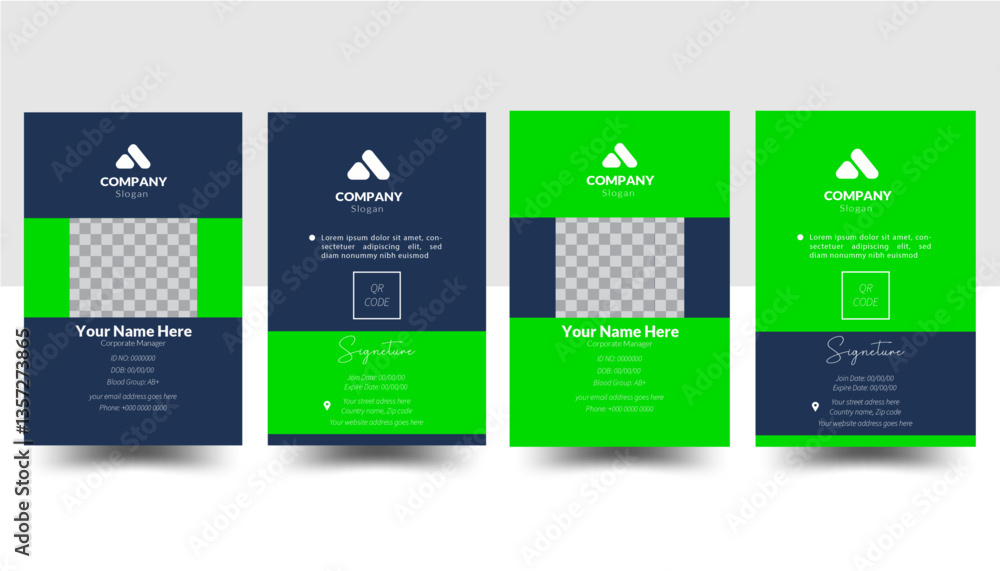 Modern Identity Card,Id Card Layout with Blue Accents, Modern and ...