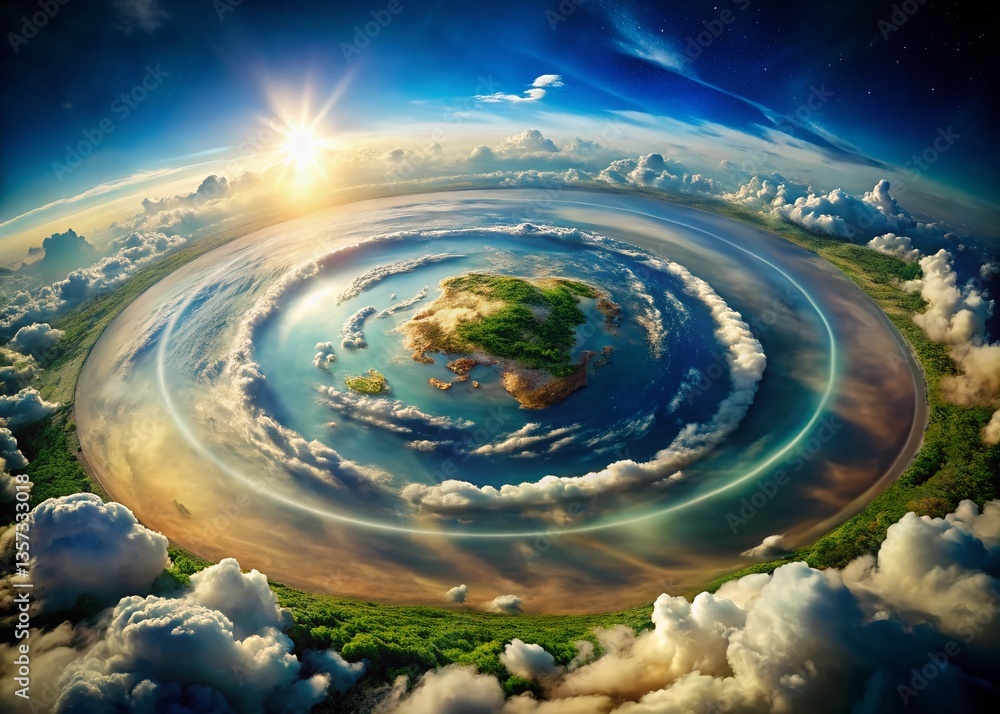 Flat Earth Map Conceptual Photography: A Surreal Aerial View of a Disc ...