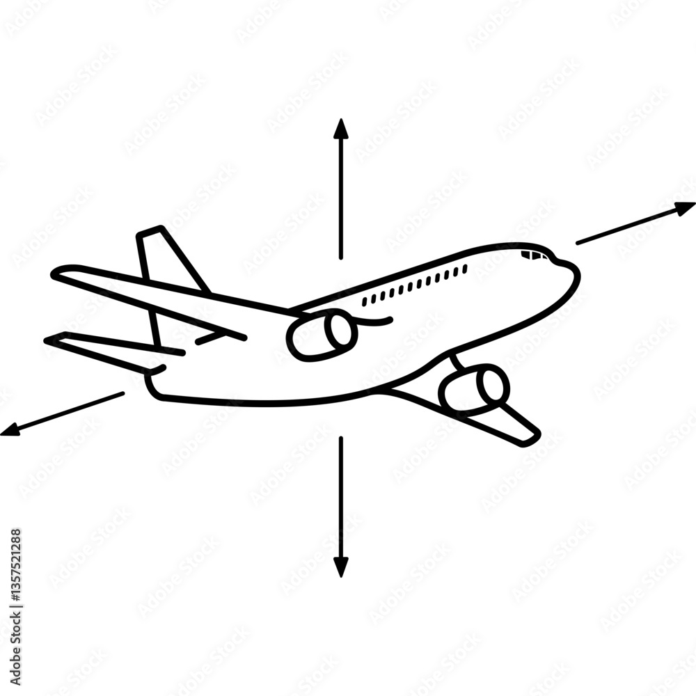 Airplane with drag and thrust force. An illustration that shows the ...