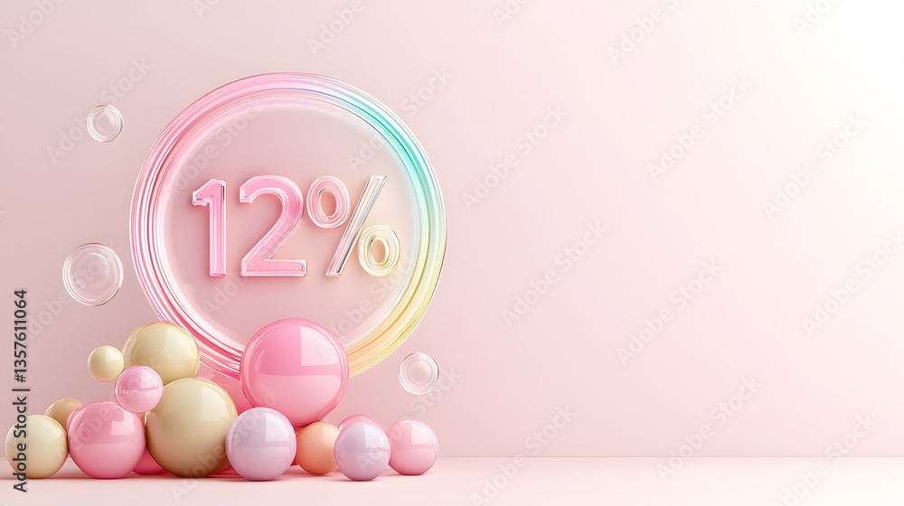 Sweet Percentage: The number 12% stands out amidst pastel-colored ...