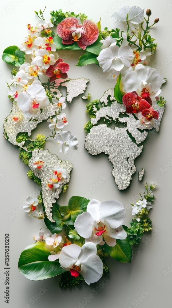 world map of rare orchid habitats with white background Stock Photo ...