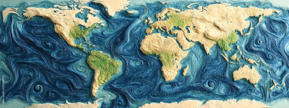 Realistic world map of ocean currents on white background Stock Photo ...