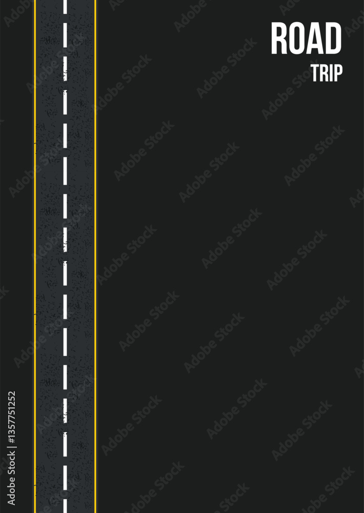 Road trip flyer background template with Highway marking lines, Car ...