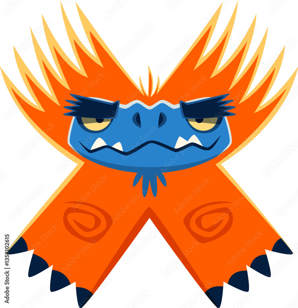 Vector de Stock Halloween font letter X bizarre monster character ...