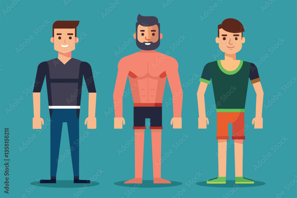 Three distinct male body shapes are showcased to illustrate ...
