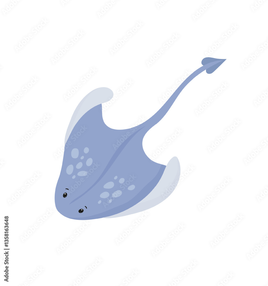 Vector illustration of a light blue stingray swimming. Stock Vector ...