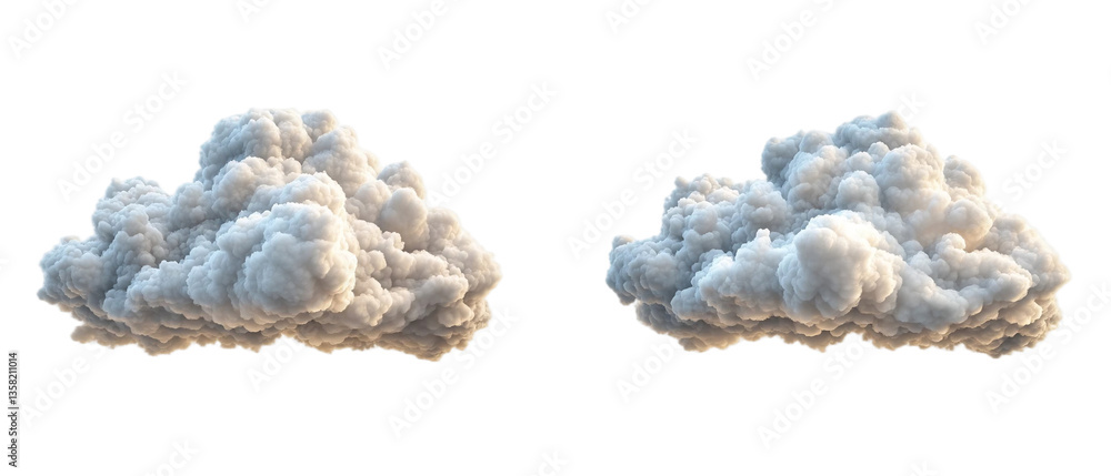 Dramatic cumulus clouds isolated on transparent white background in ...