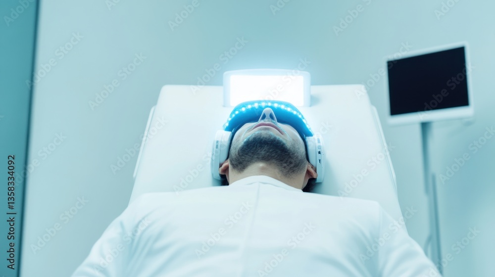 Nerve disease patient undergoing nerve stimulation therapy. Featuring ...