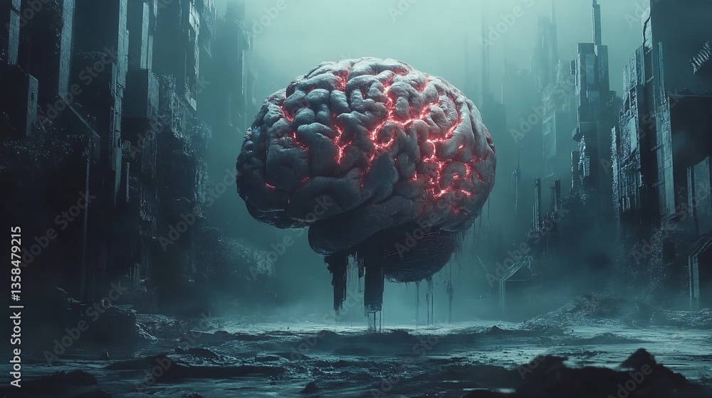 Brainscape: A Dystopian Cityscape Dominated by Cerebral Power and ...