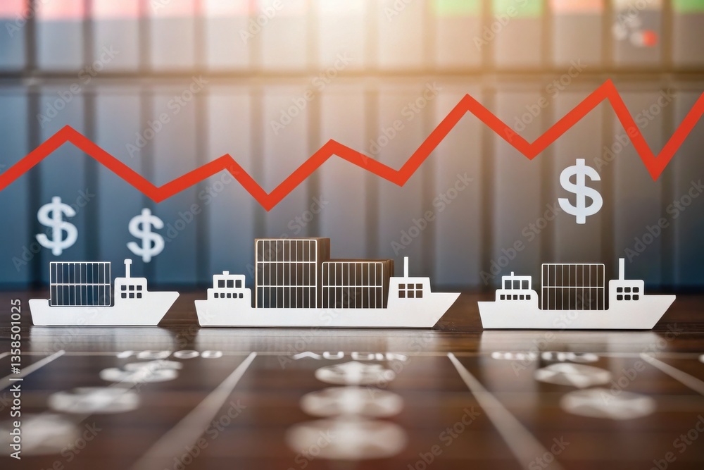 Trade impacts economic risk and banking sector concept. Graphical ...