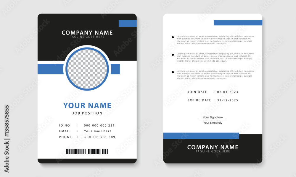 Modern ID card design template. Corporate identity card layout design ...
