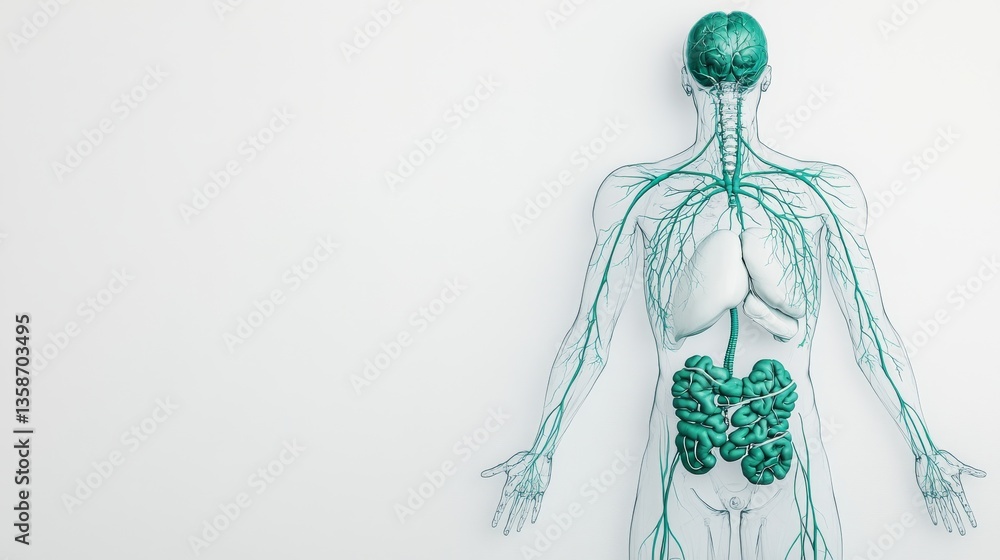 Lymphatic system anatomy with immune organs on a white backdrop ...