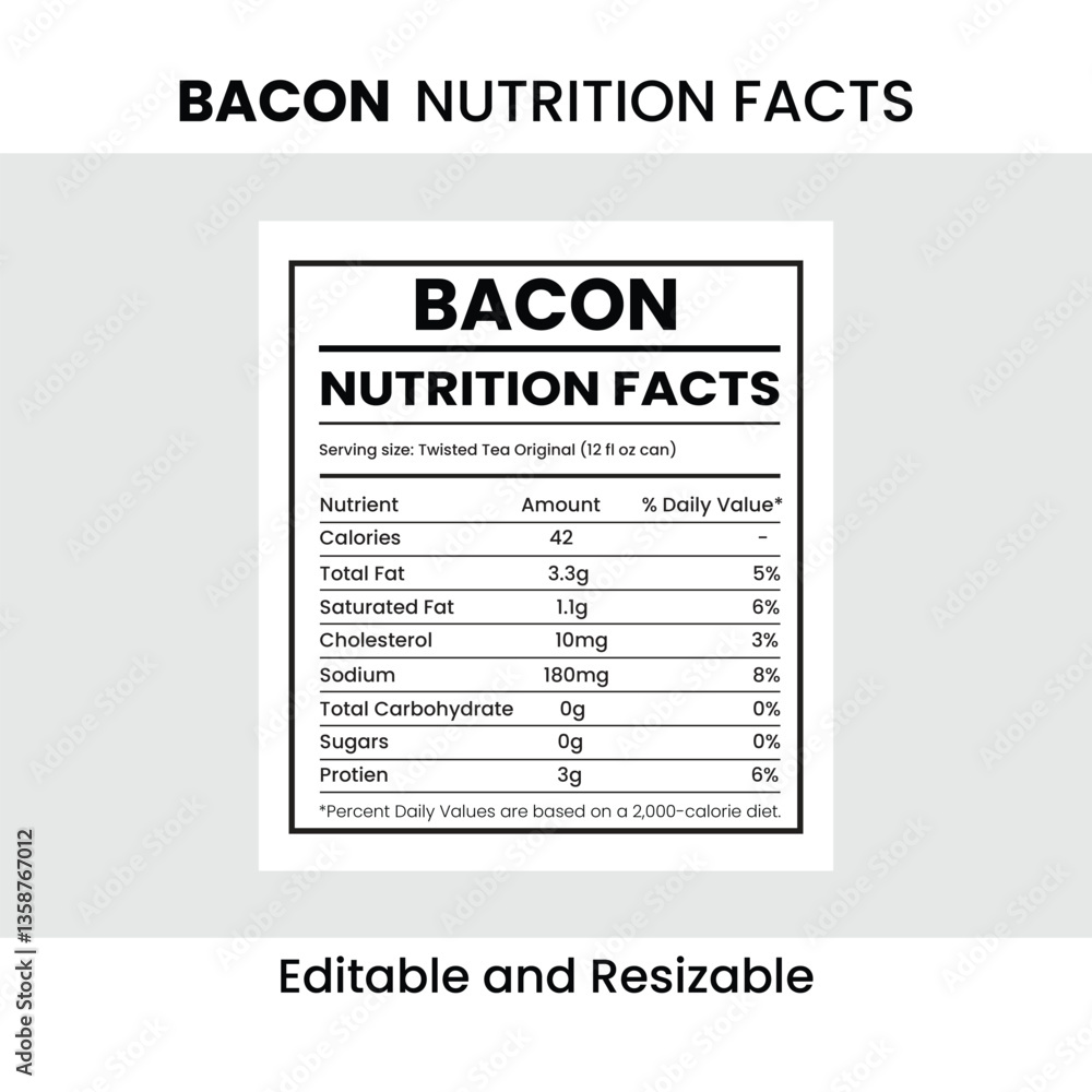 Bacon nutrition facts, bacon nutrition, nutrition facts, nutrition ...