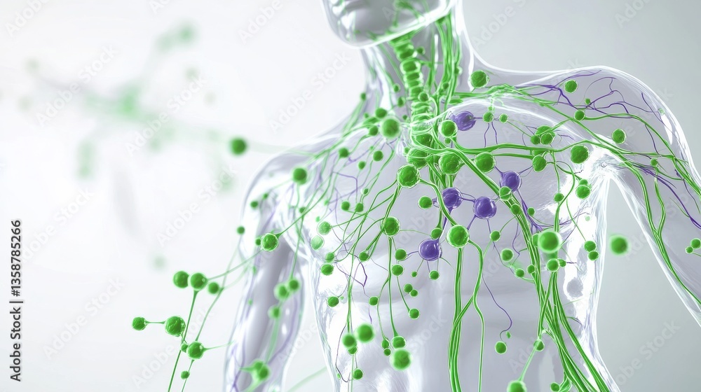 Stock-Illustration „Lymphatic system in human body. Depicting fluid ...